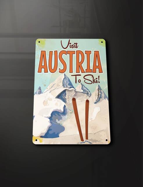 Visit Austria To Ski - Metal Sign Plaque Wall Art Decor Signage by Etsy ...