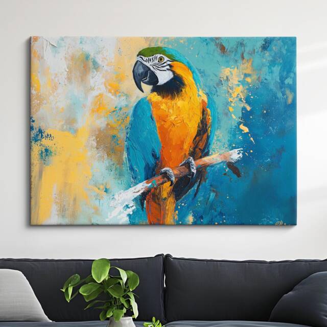Parrot Abstract Oil Painting Framed Print & Canvas Large Sizes Wall Art ...