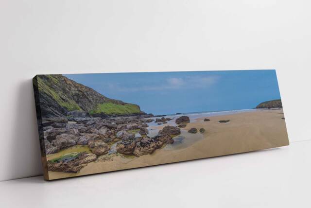 Mawgan Porth Beach, Cornwall. Panoramic Canvas Picture Print. Beautiful ...
