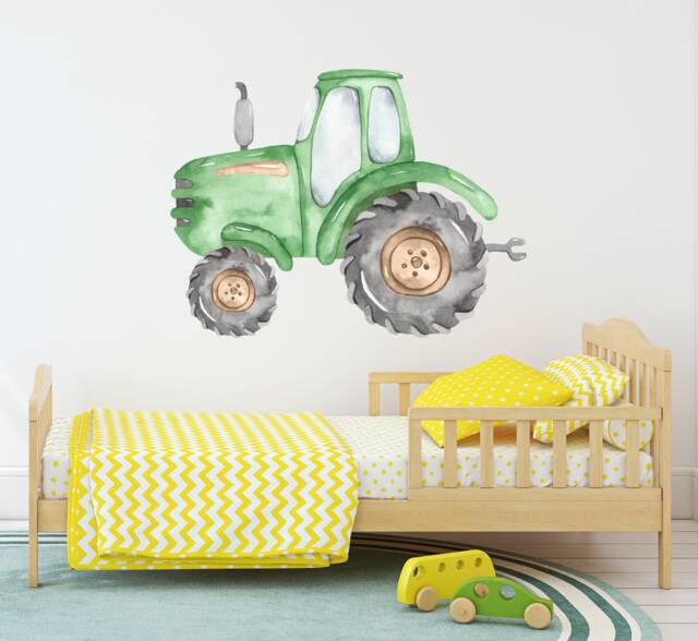Watercolor Tractor Wall Decal - Personalized Nursery Decals John Deere ...