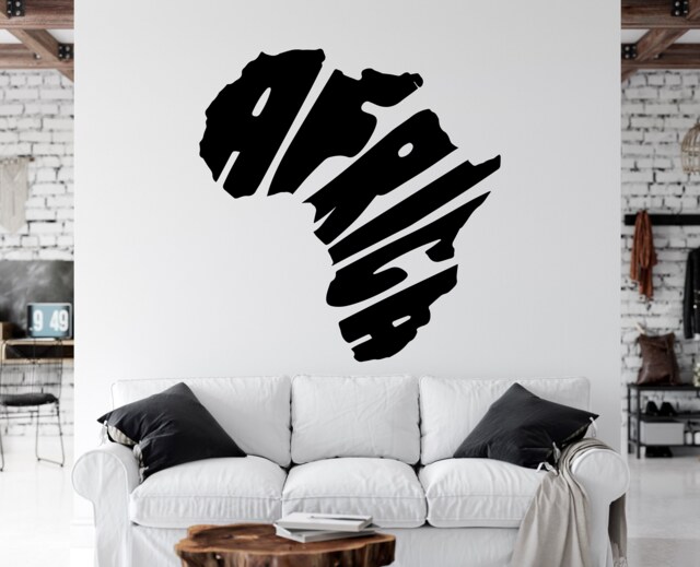Map African Wall Decal Africa Sticker Continent Arica Art Vinyl Letter ...
