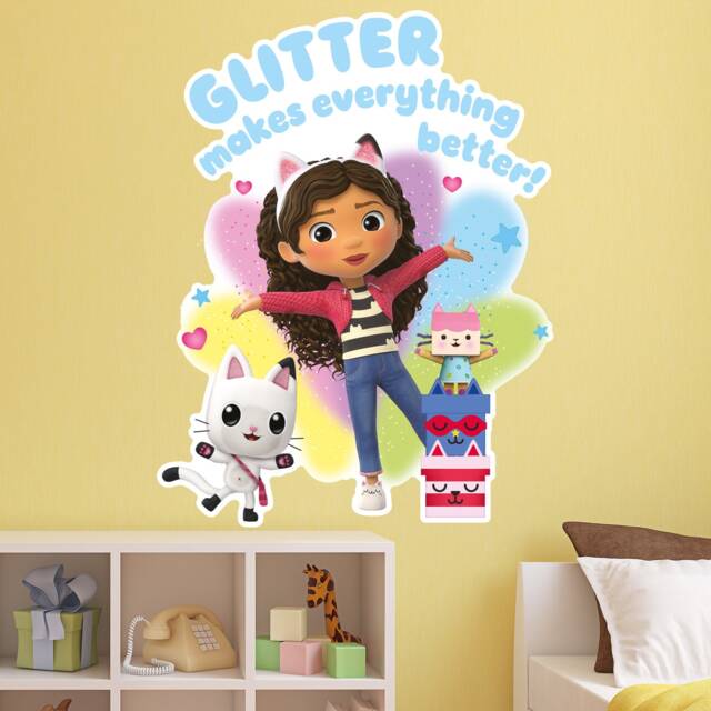 Gabby's Dollhouse Wall Sticker - Gabby & Friends Glitter Graphic Art ...