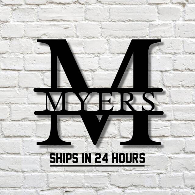 Last Name Metal Signs Personalized Sign Custom Family Wall Art Split ...