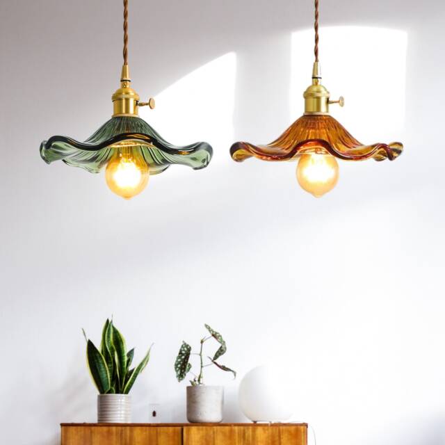 Pendant Glass Shade Light Fixture Vintage, Ceiling Lights, Hanging ...