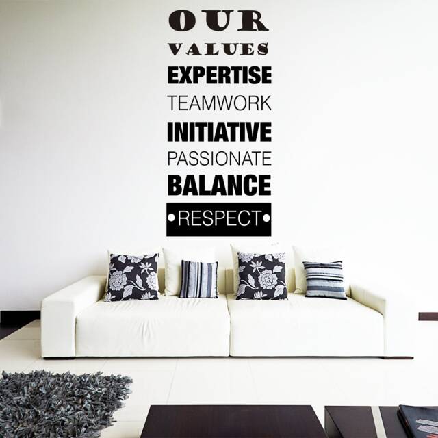 Our Values - Inspirational Quote Removable Vinyl Wall Art Stickers ...