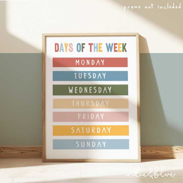 Colourful Days Of The Week Print in Rainbow Colours, Educational ...