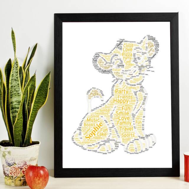 Personalised Simba Word Art Print - Lion Word Cloud Gifts Wall Wall ...
