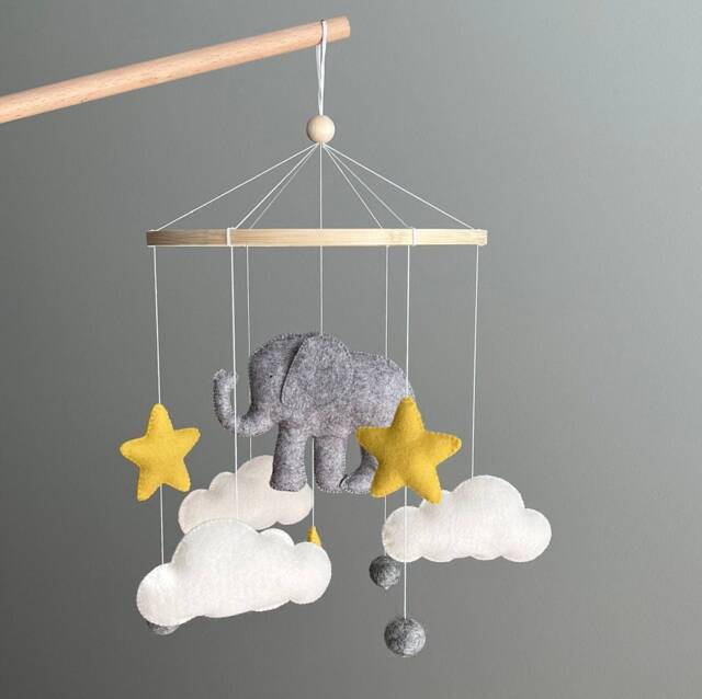 Elephant Baby Mobile, Felt Safari Animals, Neutral Nursery Decor by ...