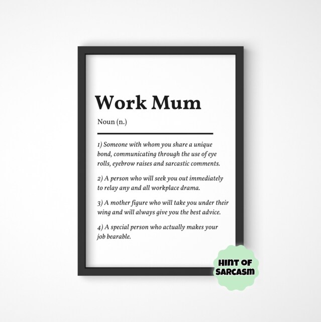 A4 Work Mum Print Bold Font Edition Coworker Gift- Leaving Gift ...