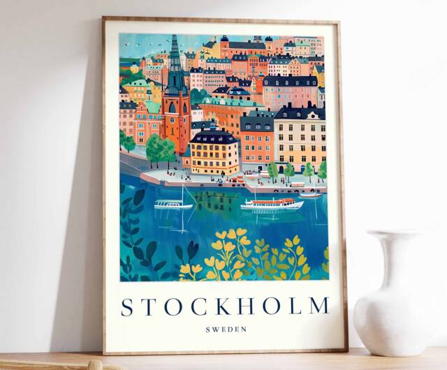 stockholm Poster, Travel Print, Sweden Wall Art, Swedish Tropical Decor ...