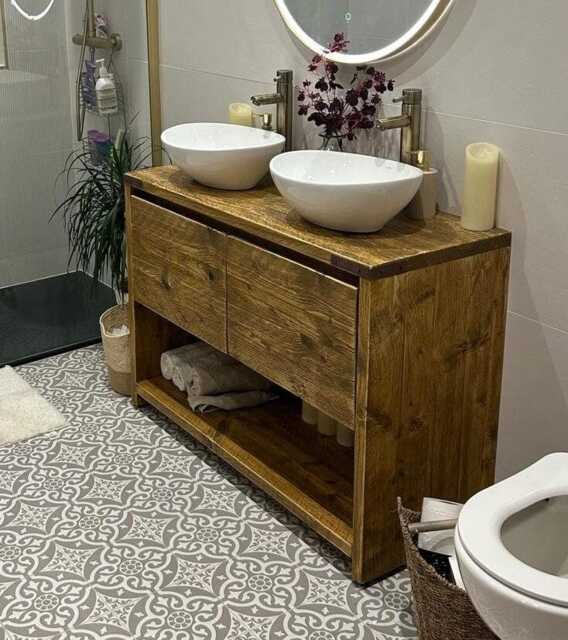 Glasgow Double - Handmade Wooden Bathroom Furniture Handless Vanity ...