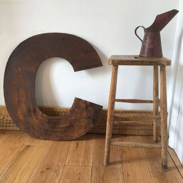 xl Rusty Metal Letter C/70cm /Personalised Gift /Vintage /Industrial ...