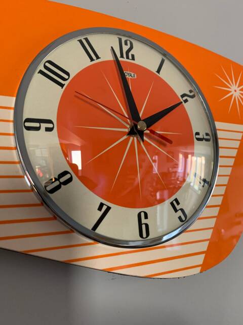 Handmade Tangerine Starburst Wall Clock Mid-Century Atomic Style by ...
