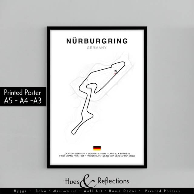 Nurburgring Grand Prix Circuit Print, Formula 1 Track Poster, Office ...