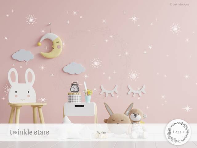 Star Twinkle Wall Stickers, Various Colours Pink, Blue, Black ...