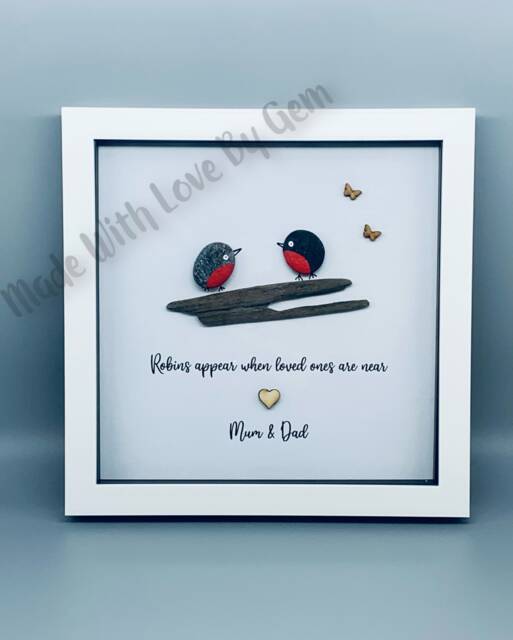 Twin Robin Pebble Art - Memorial Gift Bereavement Wall Decor by Etsy ...