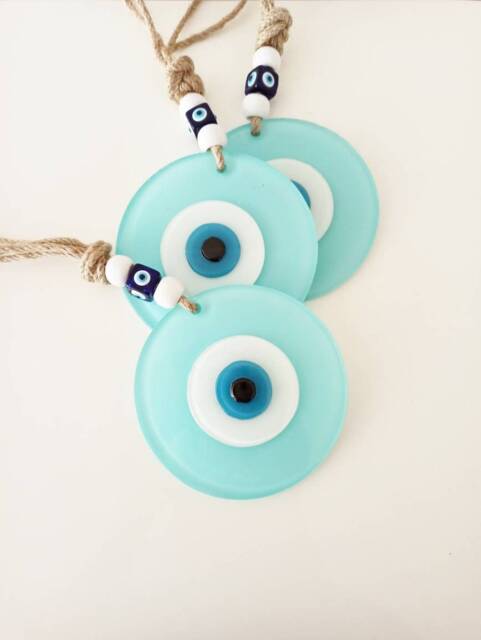 Evil Eye Wall Hanging, Blue Eye, Spiritual Decor, Glass Art, Fusion ...