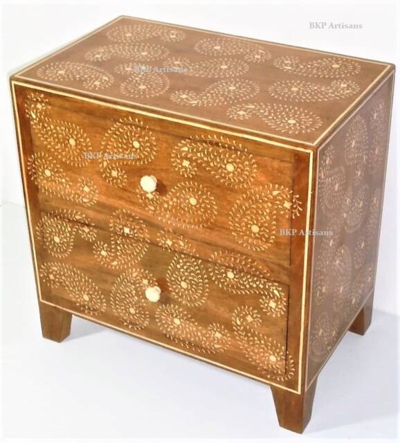 Inlay Bedside Table-Inlaid Bed Sidetable- Teak Wood- Bestseller-Limited ...
