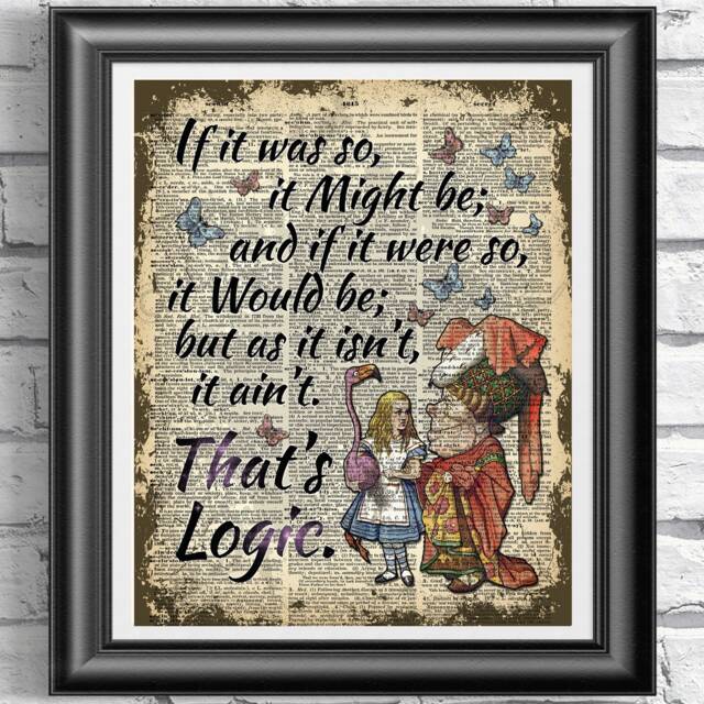 Alice in Wonderland Print, Dictionary Book Art Wall Art Decor, Flamingo ...