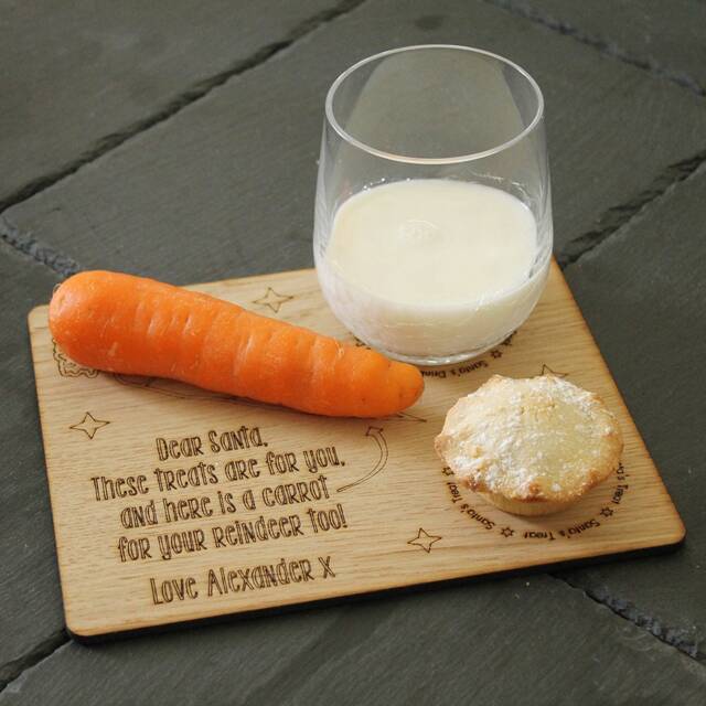Personalised Santa Treat Board Engraved Wooden Christmas Eve Plate For ...