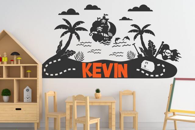 Custom Name Pirate Ship Wall Decal Treasure Island Map Decor by Etsy ...