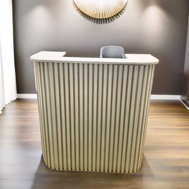 Slatted Luxury Curved Reception Desk - Hand Made To Order U Shape Desks ...