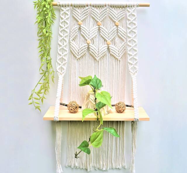 Macrame Wall Hanging Shelf Bohemian Decorative Shelves-Boho Floating ...