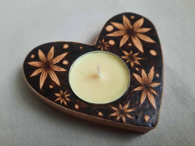 Heart Shaped Tealight Holder With Handdrawn Floral Pattern, Nature ...