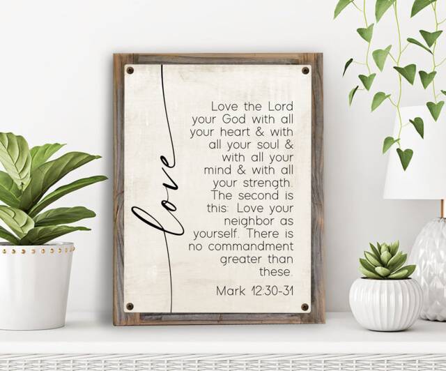 Love The Lord With All Your Heart Metal Print On Reclaimed Wood Frame ...