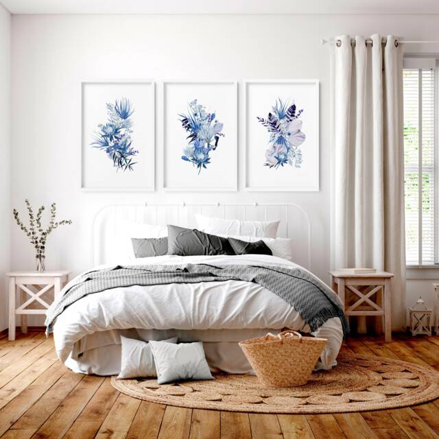 Trendy Above The Bed Decor Botanical Watercolor Greenery Framed 3 Piece ...