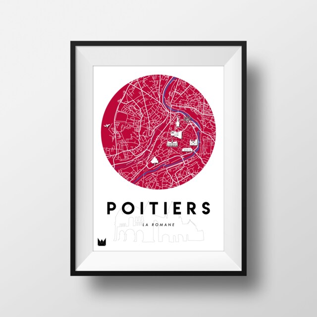 Poster/Poster Of The City Poitiers, Map City Map A3 Or A4 by Etsy ...
