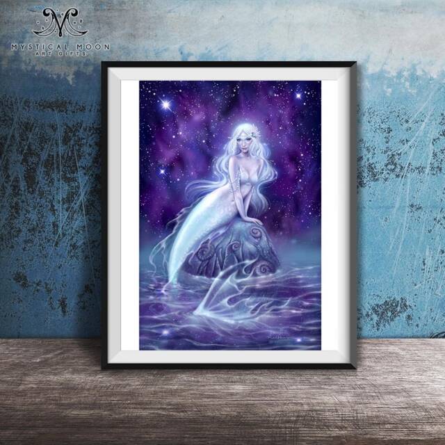 Moon Mermaid Art Print/Fantasy Artwork Rachel Anderson Wall Decor Ocean ...