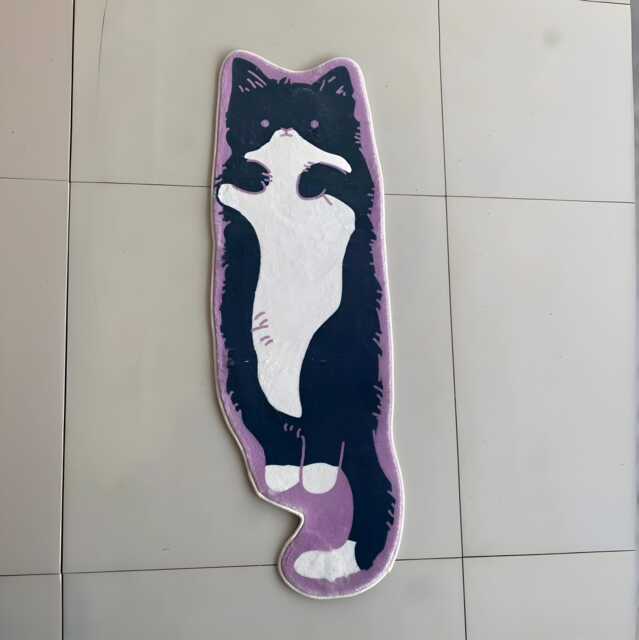 Black & White Cat Rug - Bedroom Decor Theme Decoration, Cute None Slip ...