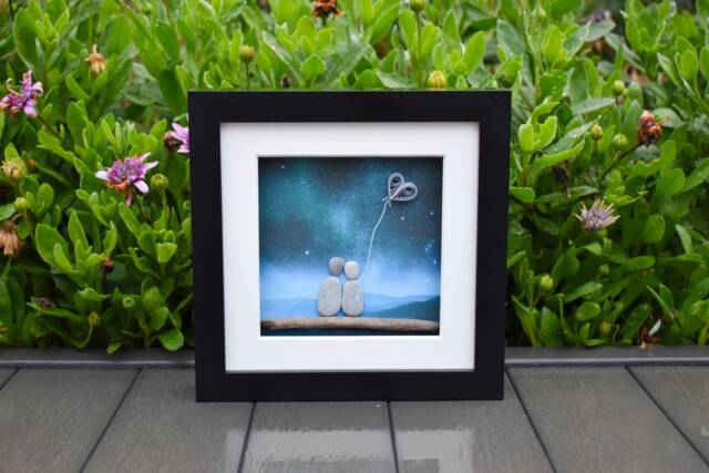 Moonlight Pebble Picture, Wedding Anniversary Gift, Personalised Love ...