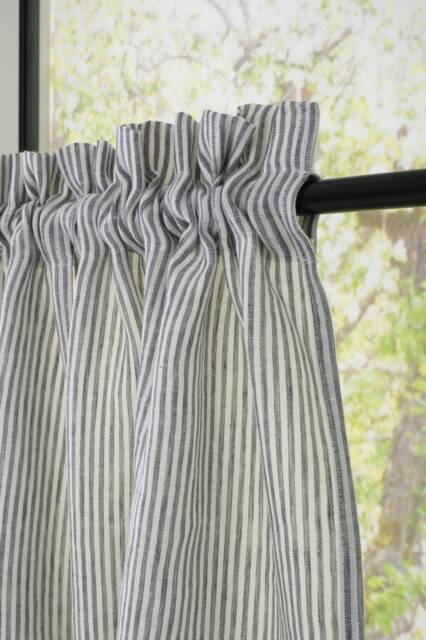 Rod Pocket Cafe Curtain Panel, Linen Semi-Sheer Curtains With Header ...