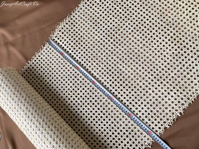 Full Size - White Natural Hexagon Rattan Cane Fabric Roll - Bleached ...