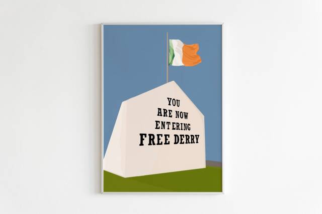 Free Derry Corner Illustration With Irish Flag Wall Print/Tricolour ...