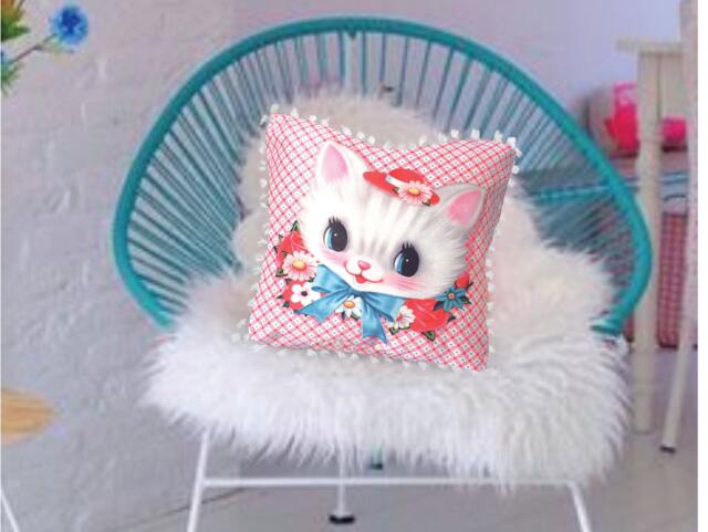Kitsch Cat Cushion Vintage Style Pillow With Tassel Trim by Etsy ...