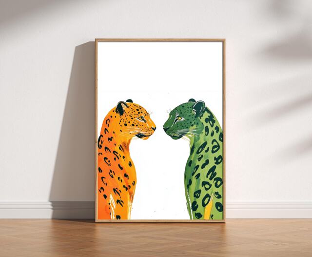 Retro Leopard Print Orange & Green 90S Wall Art by Etsy | ufurnish.com
