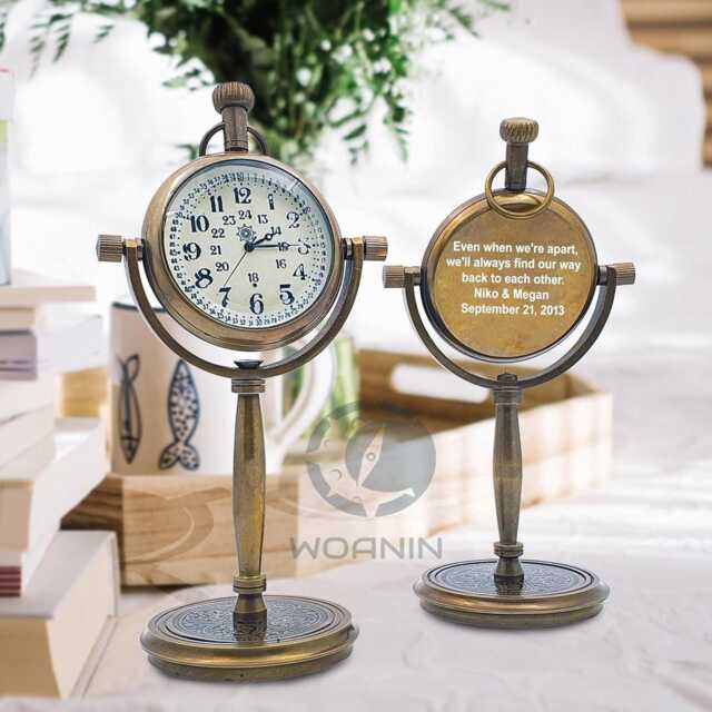 Personalized Antique Brass Desk Clock Engraved Table Clock by Etsy ...