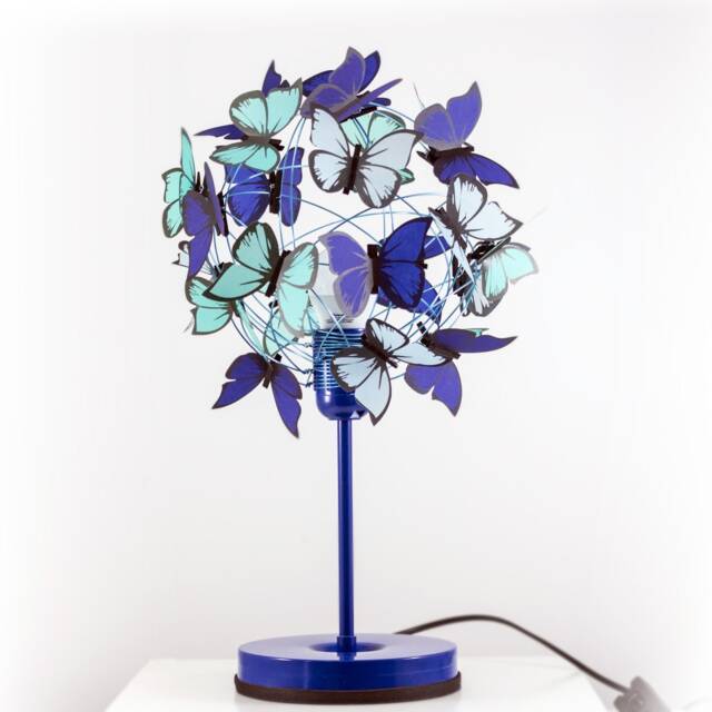 Bedside Lamp, Whimsical Lighting, Children Blue Butterflies Nursery ...