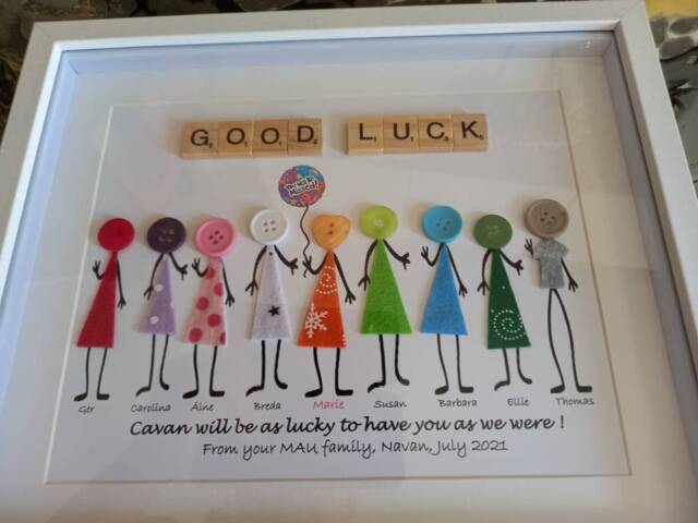 Personalised Good Luck Gift, Button Family Print, Large Framed Teacher ...