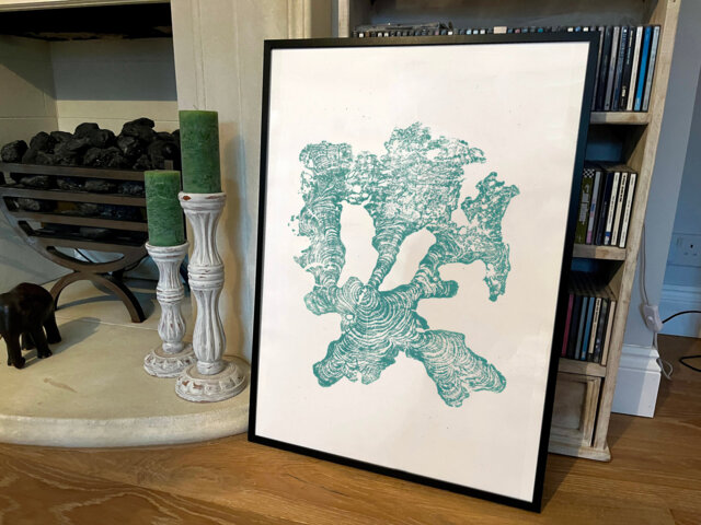 Blue Olive Tree Ring Print Rustic Woodcut Art by Etsy | ufurnish.com