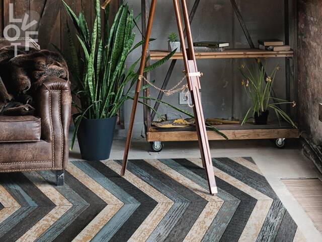 Tricolor Wood Deck Linoleum Rug, Beige Vinyl Blue Mat, Floor Decorative ...