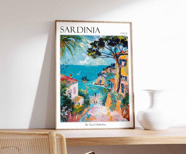 Sardinia Italy Travel Poster Coastal Wall Art by Etsy | ufurnish.com