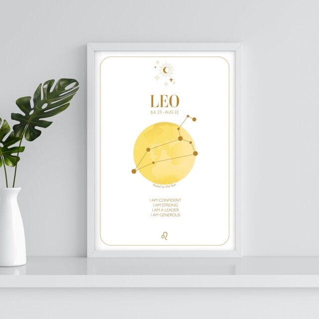Leo Astrology Print - Home Decor Art Affirmations, Planets ...