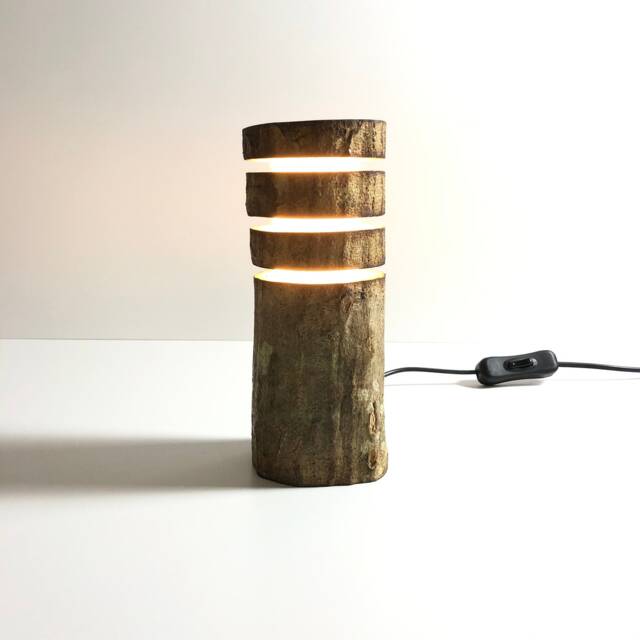 Led Log Lamp, Rustic Handmade Hand Turned Real Reading Halo by Etsy ...