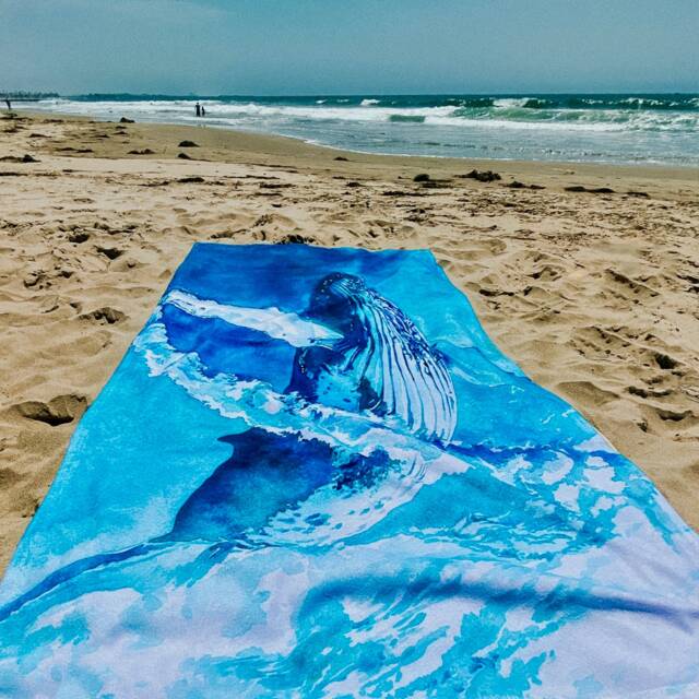 Humpback Whale Beach Towel Art, Recycled Microfiber Towel, Summer ...