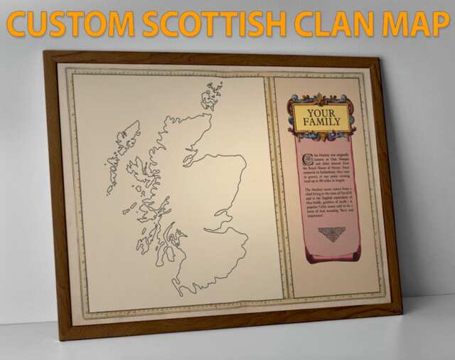 Customised Scottish Family Clan Map - Bespoke Ancestry - Genealogy Gift ...