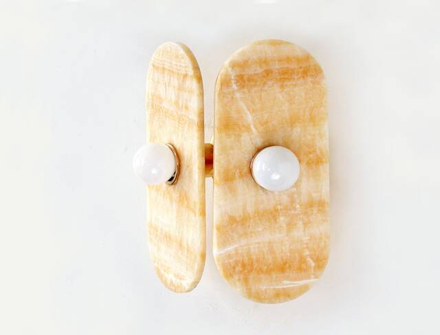 Double Oval Onyx Stone Sconce Light Vanity Fixture Bathroom Wall Entry ...